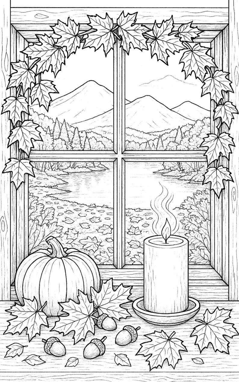 Cozy Autumn Coloring Book: Relaxing Fall Scenes (PDF Printable Pages - Etsy
