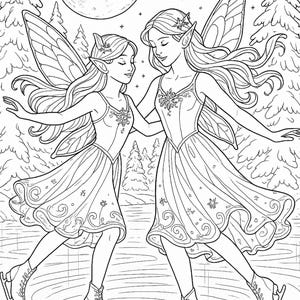 Fantasy Winter Coloring Pages | Fairies, Dragons, Castles (digital ...