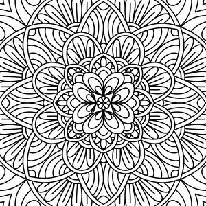 Black and White Mandalas Adult Coloring Book | 34 Pages | Digital ...