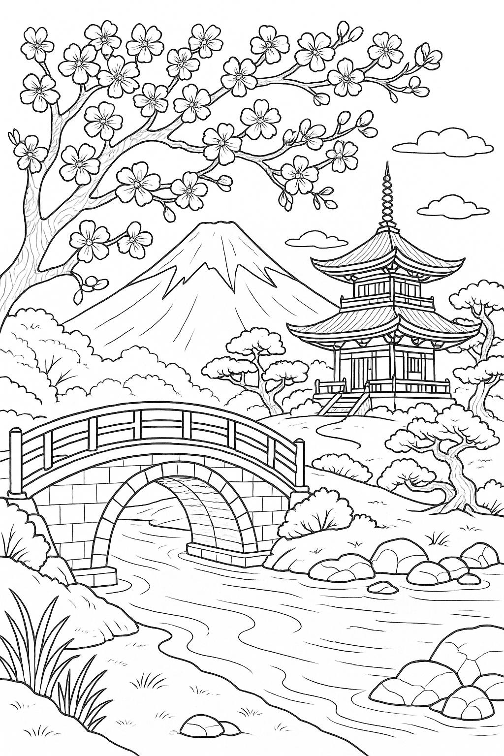 Japanese Coloring Book: Geishas, Pagodas, Mt. Fuji (printable PDF) - Etsy
