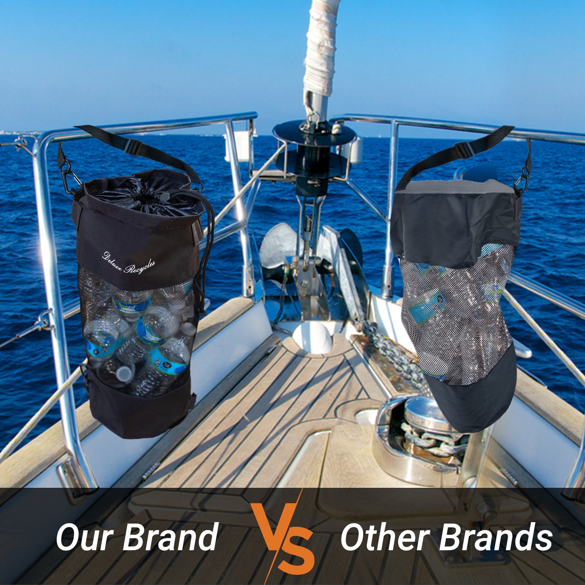 Deluxe Recycles Portable Mesh Trash Bag for Boat - Washable Leakproof ...