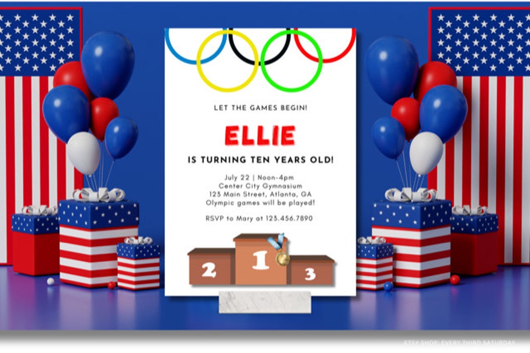 Olympics Birthday Invitation Editable Template Podium Invitation Print ...