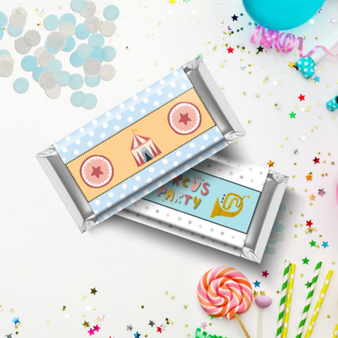 Circus Party Chocolate Bar Wrapper, Circus Animals Chocolate Bar ...