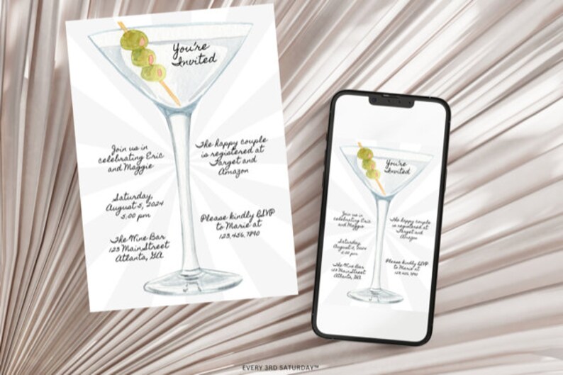 Martini Wedding Shower Bridal Party Martini Bridal Shower Invitation ...