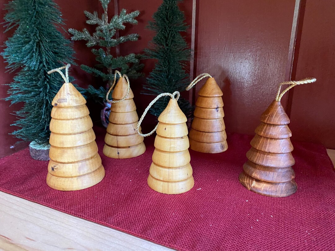 Hand Turned Pine Tree Ornaments (set of 5) - Etsy