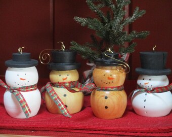 Snowmen Hand Turned Pine 3 Together - Etsy