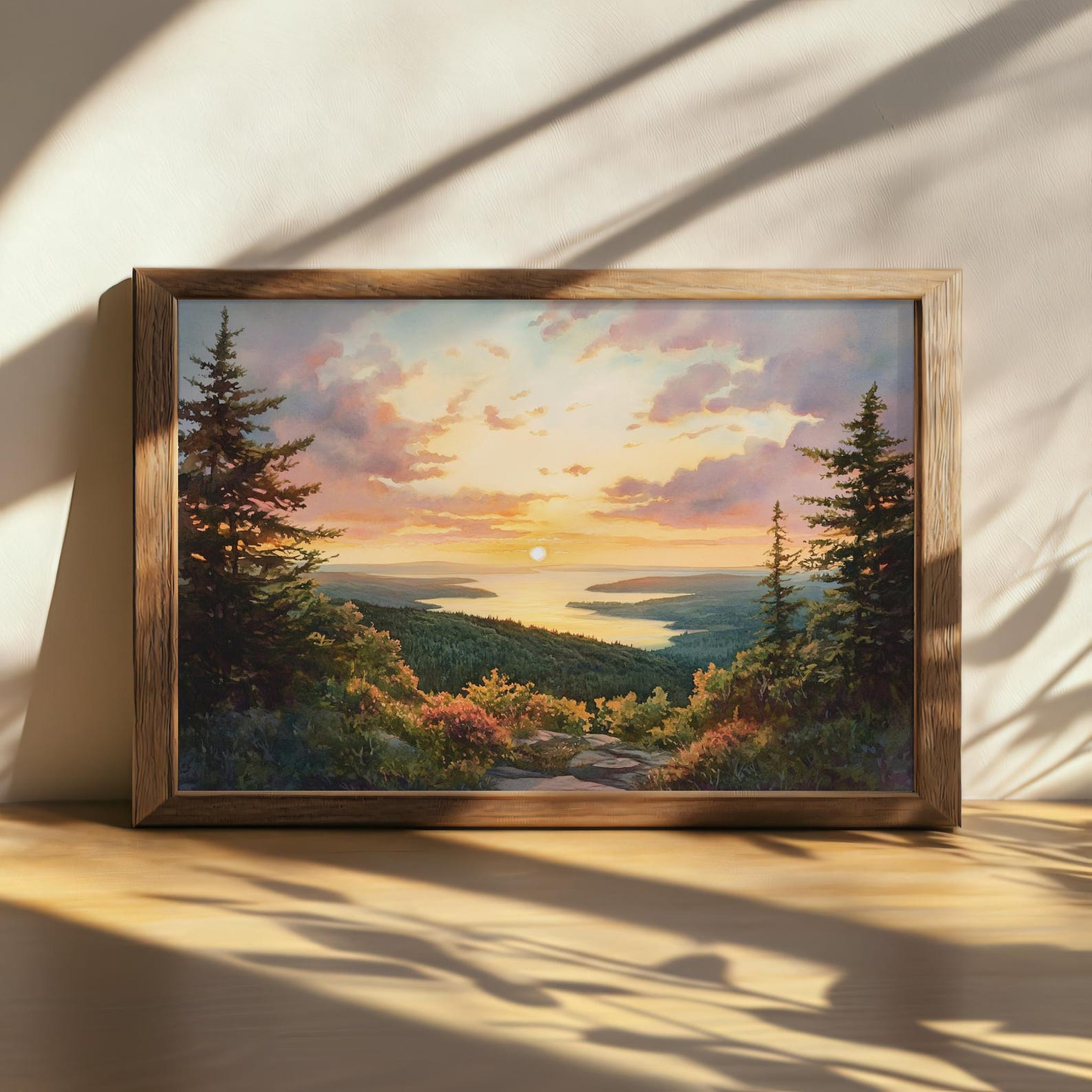 Cadillac Mountain Painting, Acadia National Park Sunset Wall Art, Maine ...
