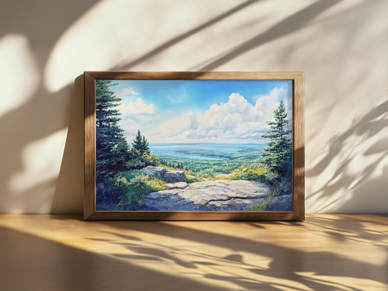Printable Acadia National Park Painting, Cadillac Mountain Wall Art ...