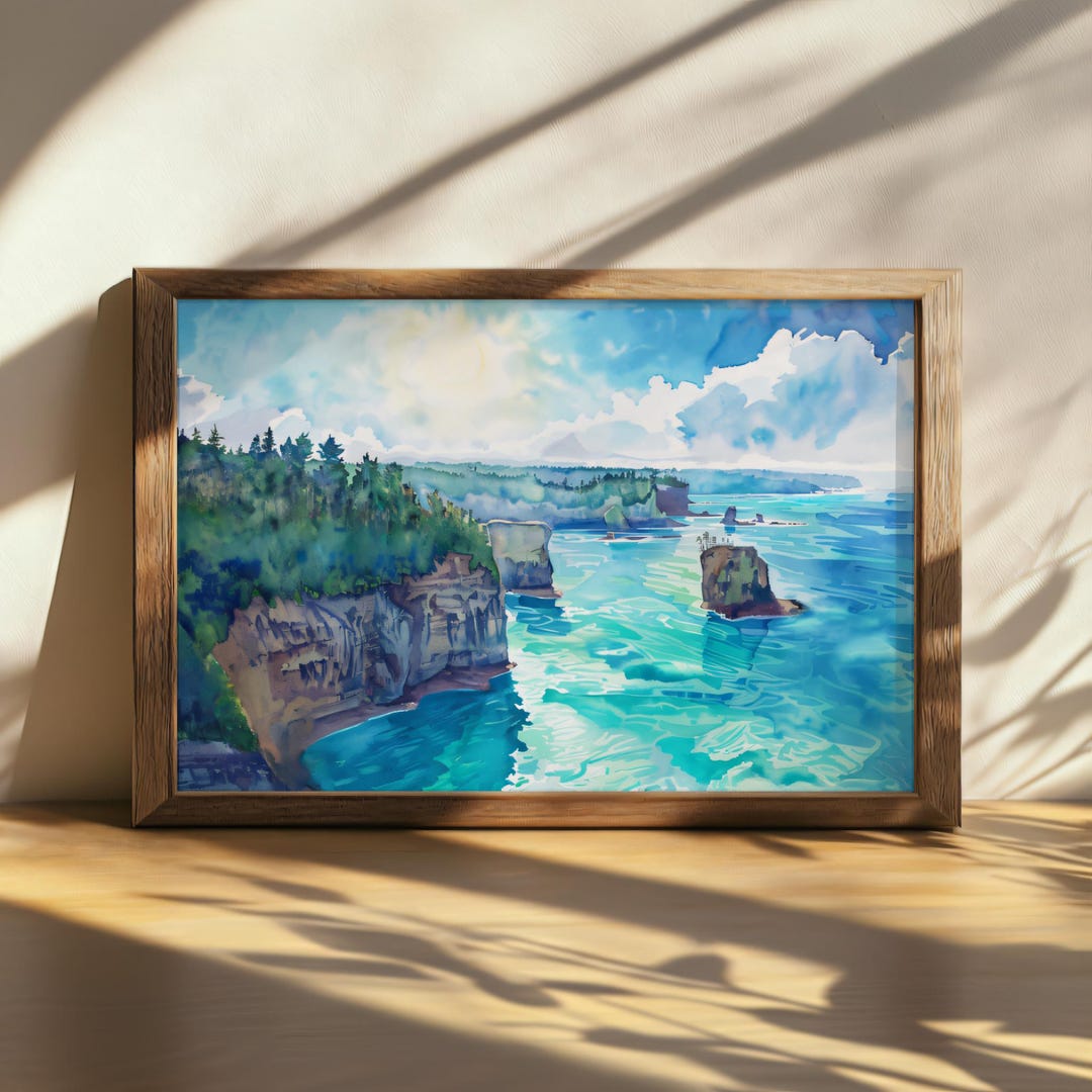 Printable Cape Flattery Painting, Washington Coastal Ocean Wall Art ...