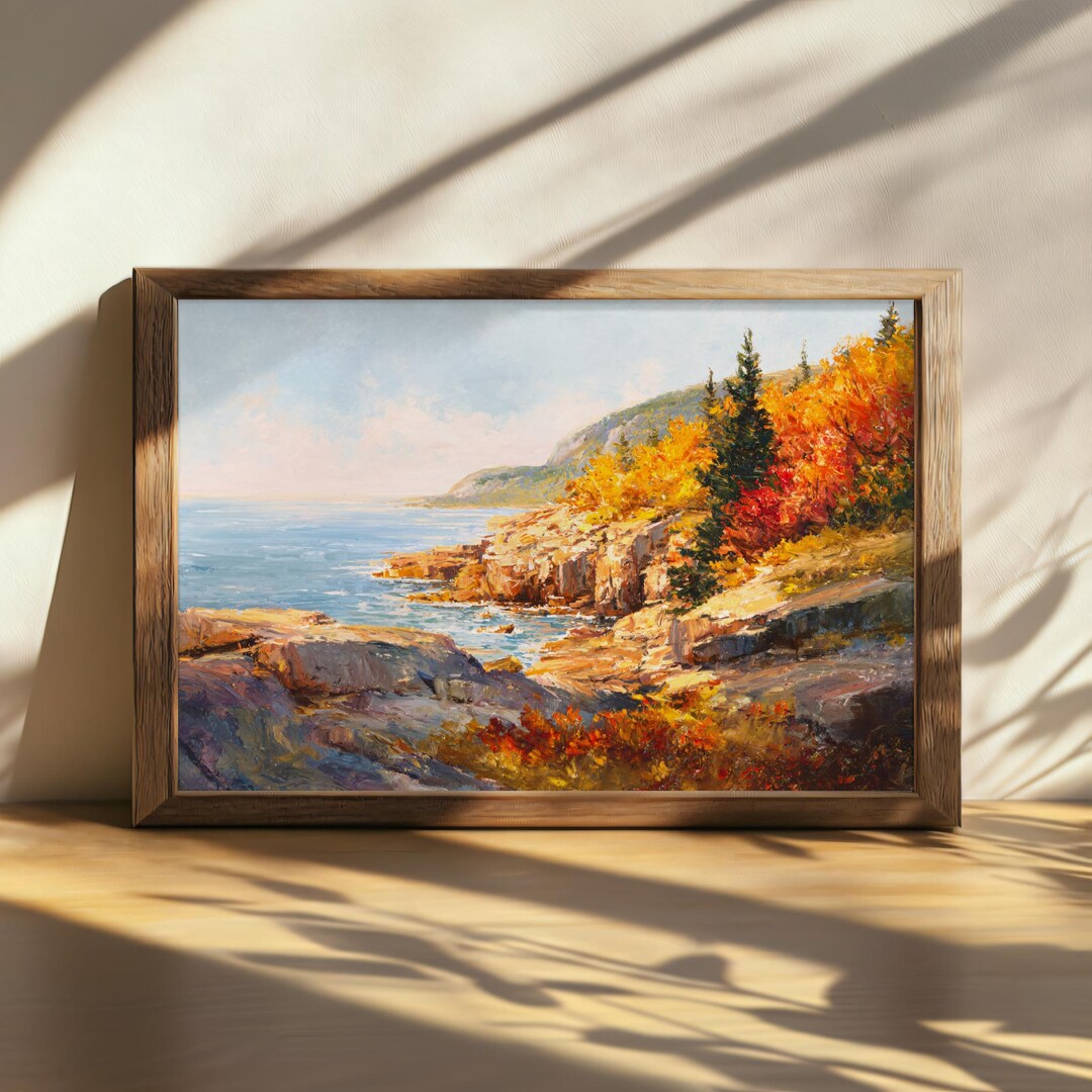 Printable Acadia National Park Painting, East Atlantic Ocean Coast Wall ...