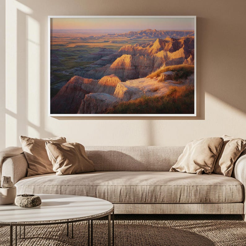 Printable Badlands National Park Sunrise Painting, South Dakota Wall ...