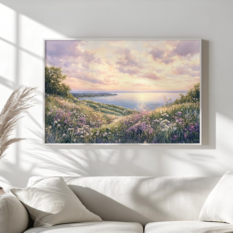 Printable Lake Michigan Sunrise Painting, Great Lakes of North American ...