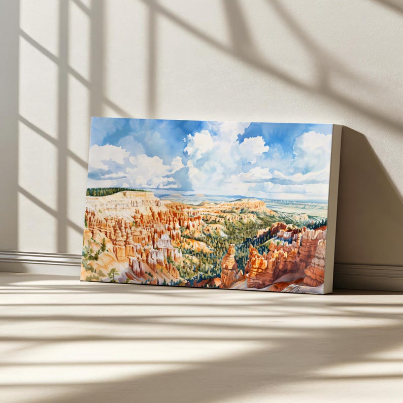 Printable Bryce Canyon National Park Painting, Red Rock Hoodoo Wall Art ...