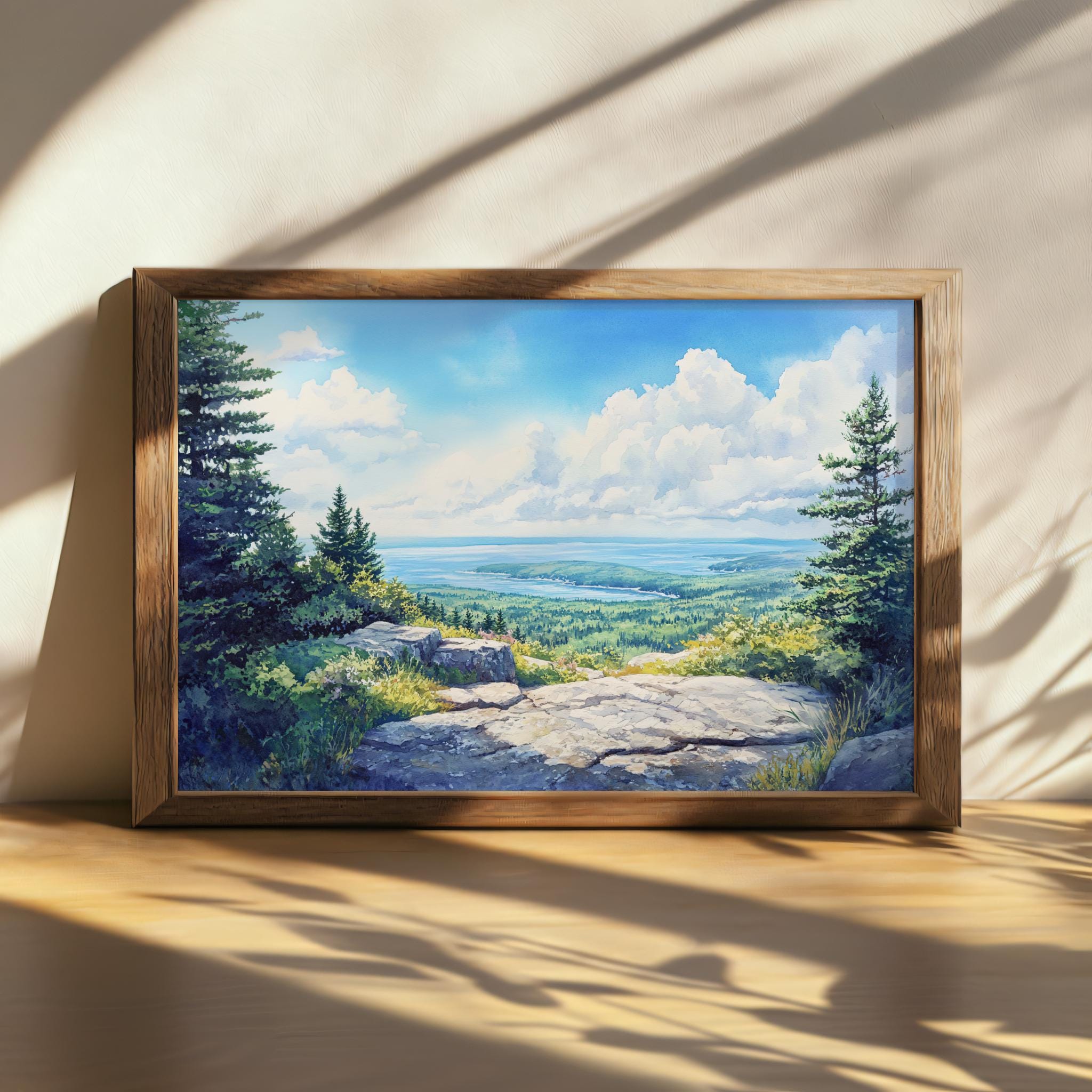 Acadia National Park Painting, Cadillac Mountain Wall Art, Maine Summer ...