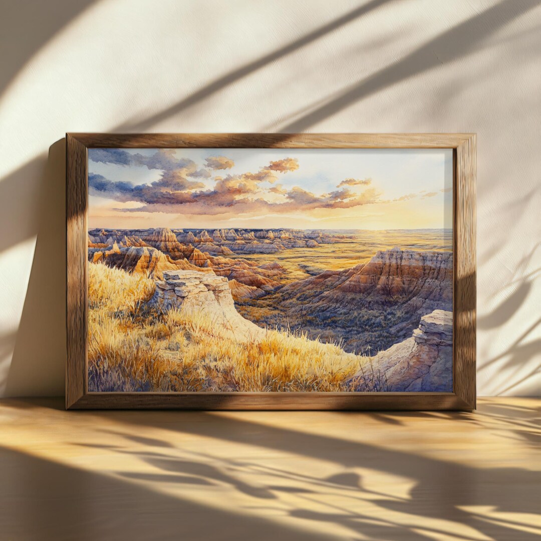 Printable Badlands National Park Sunset Painting, Pinnacles Overlook ...