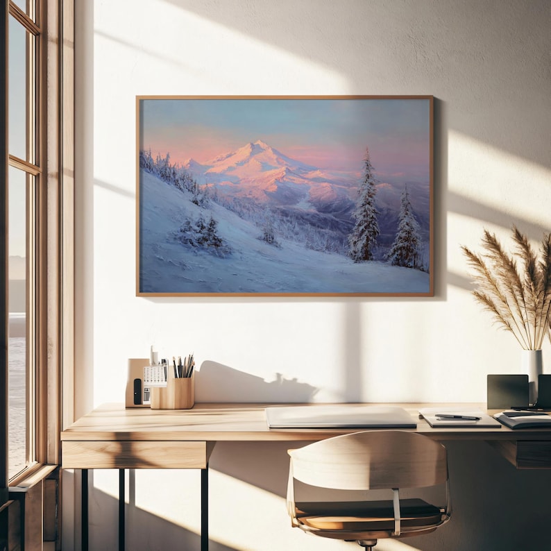Mount Baker Sunrise Painting, Snoqualmie National Forest Wall Art ...