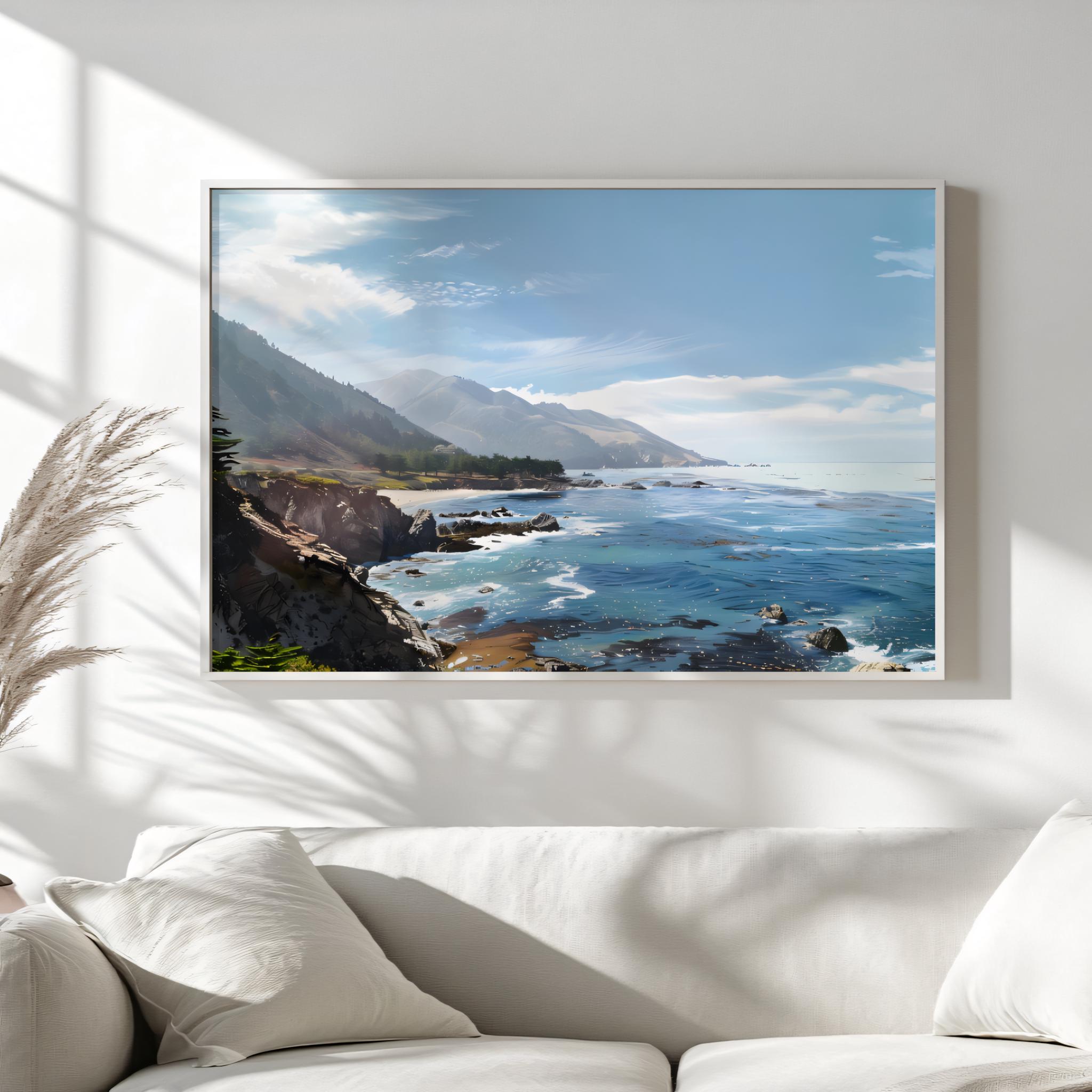 Printable Point Lobos Painting, Big Sur Ocean Coastline Wall Art ...