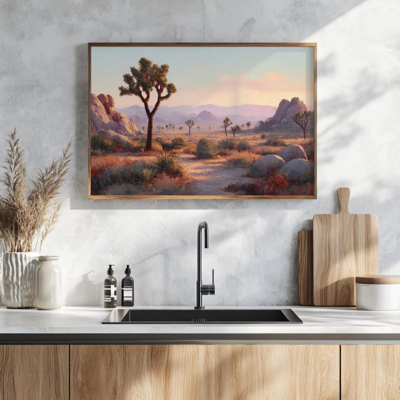 Printable Joshua Tree National Park Sunrise Painting, Mojave Desert ...