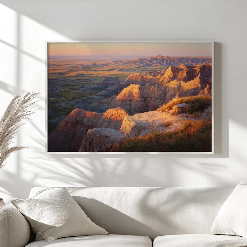 Printable Badlands National Park Sunrise Painting, South Dakota Wall ...