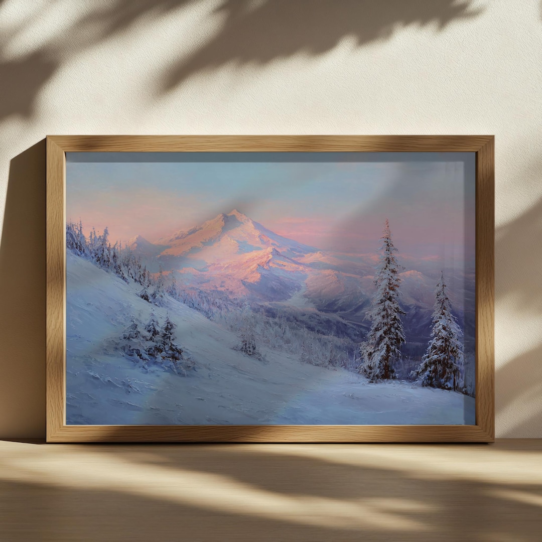 Mount Baker Sunrise Painting, Snoqualmie National Forest Wall Art ...