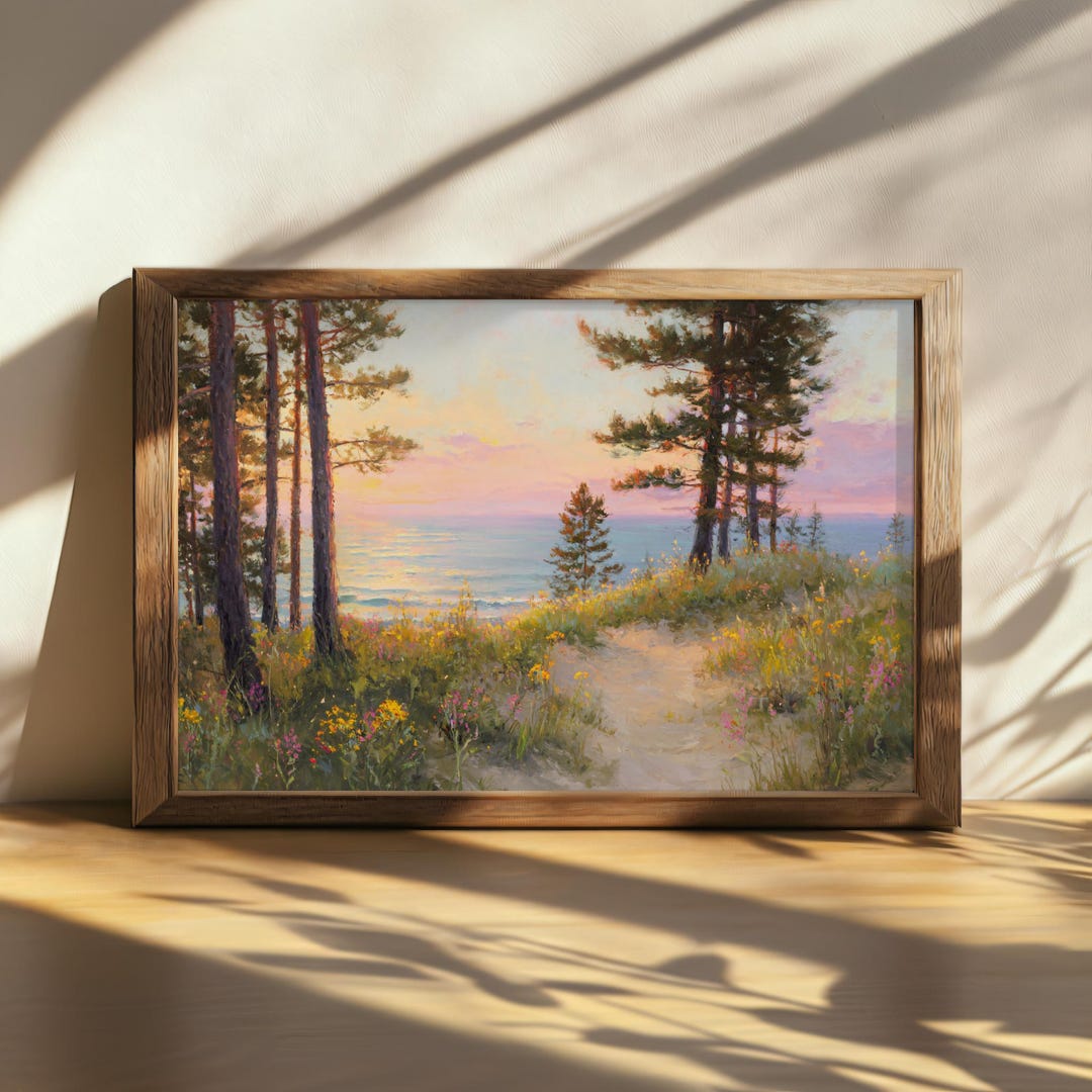 Printable Lake Michigan Painting, Great Lakes of North American Wall ...