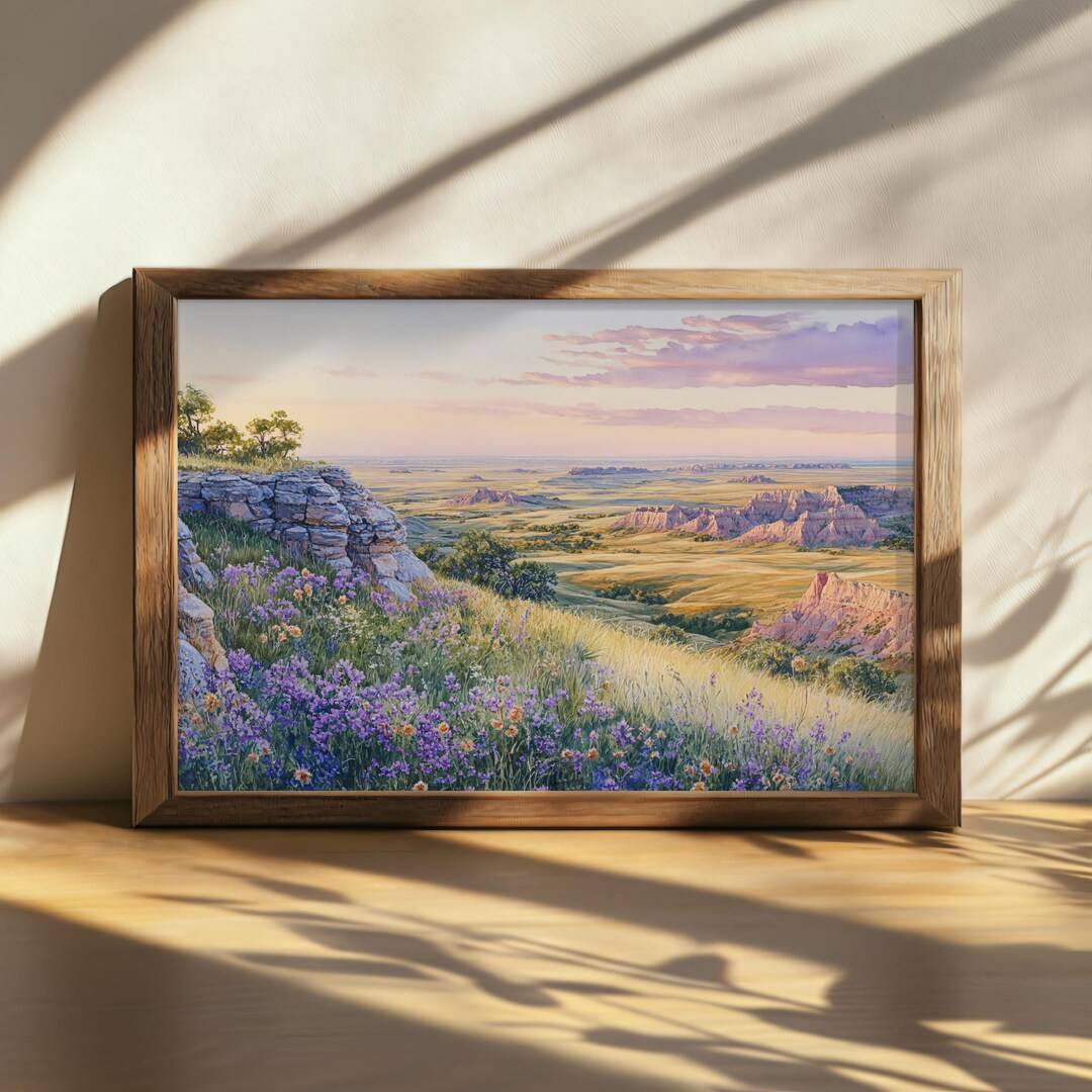 Printable Badlands National Park Sunrise Painting, Pinnacles Overlook ...