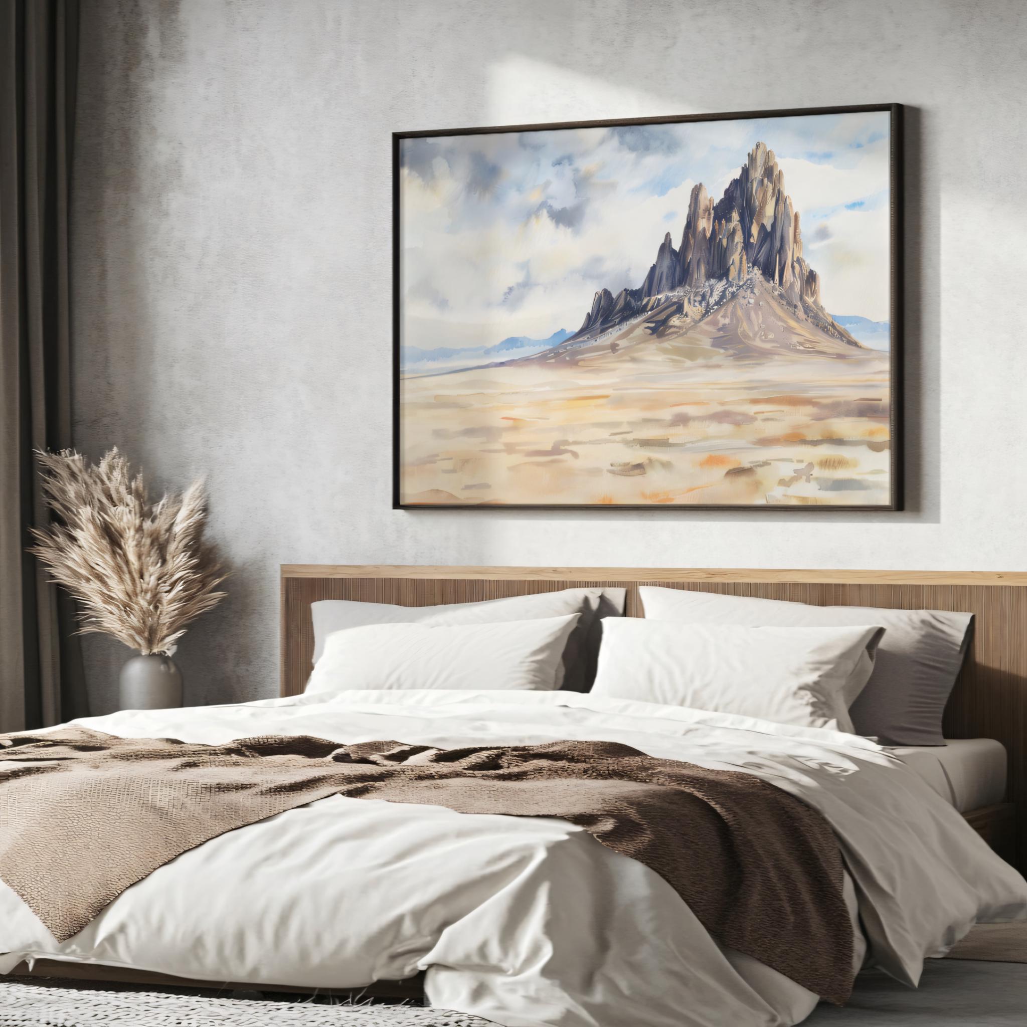 Printable Shiprock Peak Painting, Southwestern Navajo Monadnock Wall ...