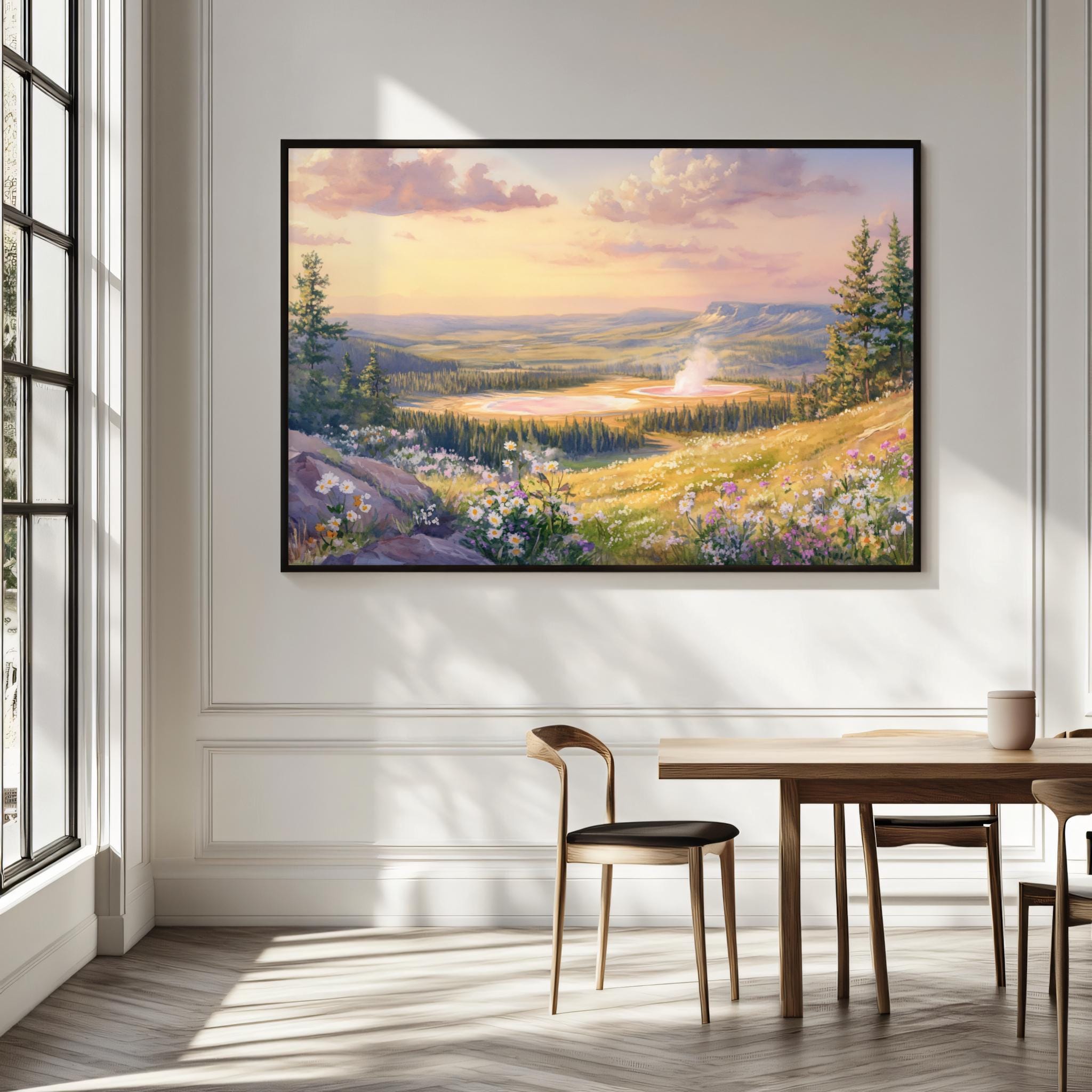 Grand Prismatic Spring Painting, Yellowstone National Park Wall Art ...