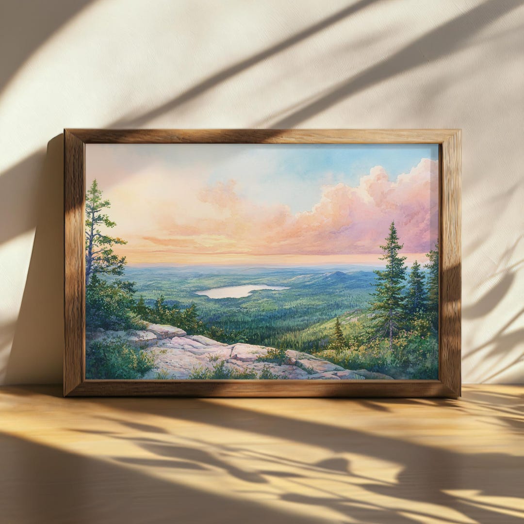 Printable Acadia National Park Painting, Cadillac Mountain Wall Art ...
