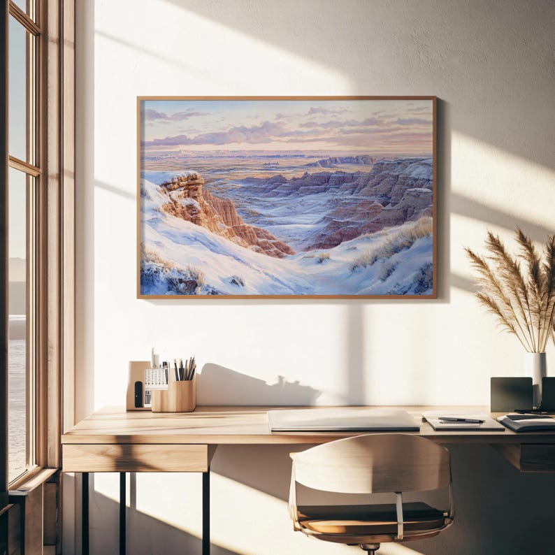 Printable Badlands National Park Sunrise Painting, Pinnacles Overlook ...