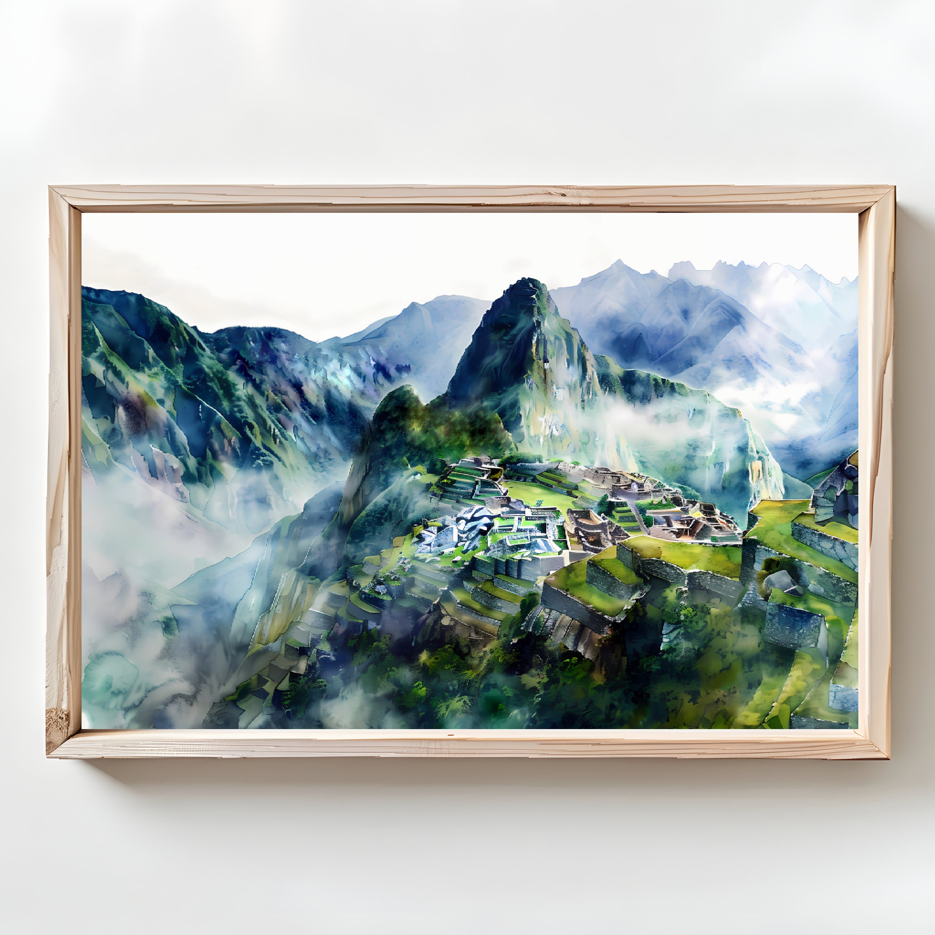 Printable Machu Picchu Painting Vintage Peruvian Andes Wall Art Inca ...
