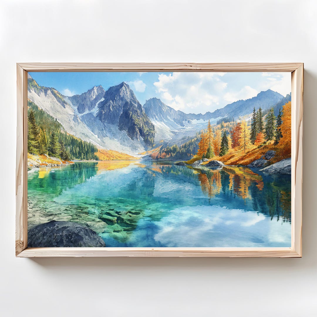 Printable Colchuck Lake Painting Washington Fall Foliage Wall Art ...