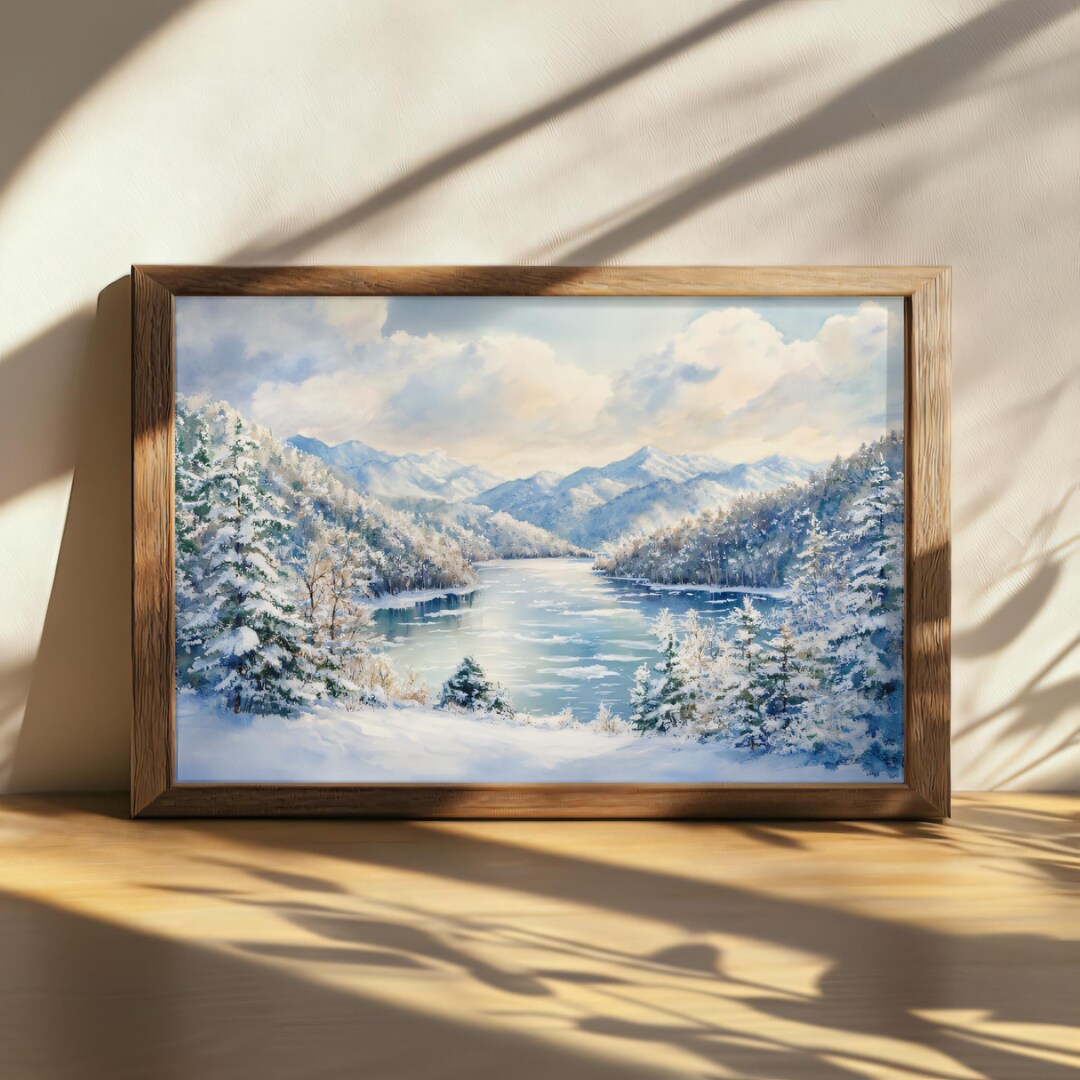 Printable Fontana Lake Painting, Great Smoky Mountains National Park ...