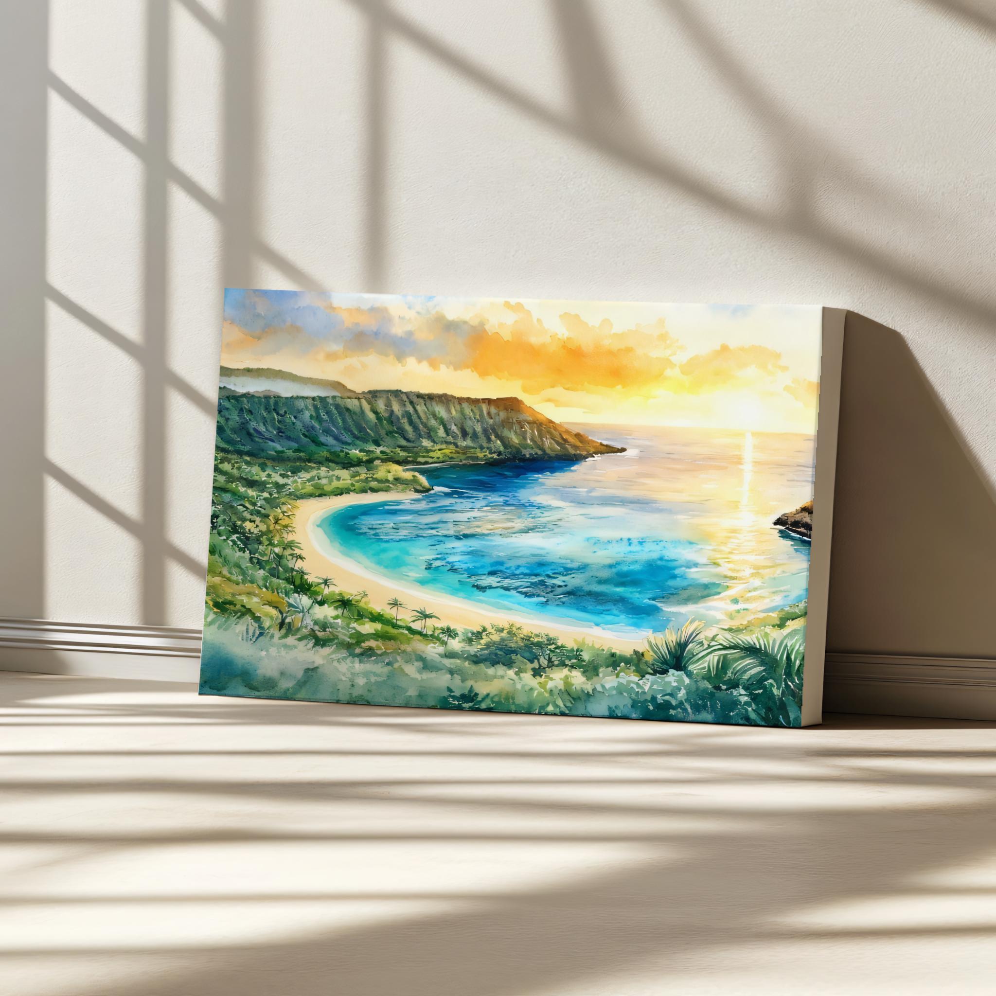 Printable Hanauma Bay Painting, Hawaii Turquoise Ocean Wall Art ...
