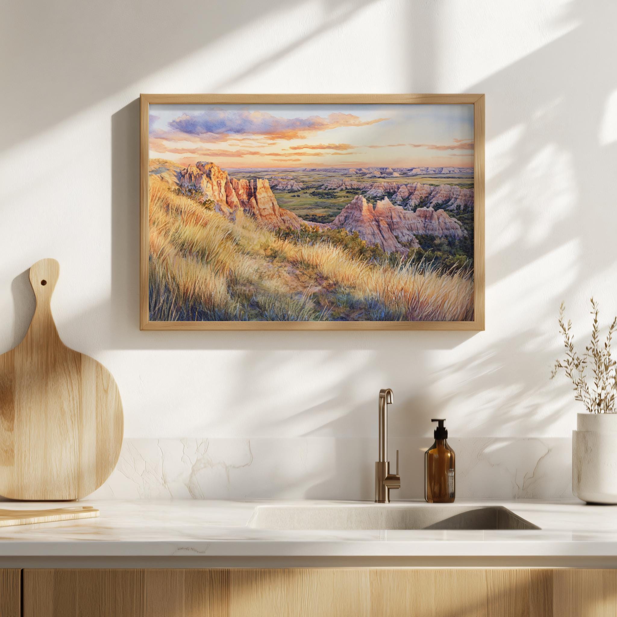Badlands National Park Painting, Pinnacles Overlook Wall Art, South ...