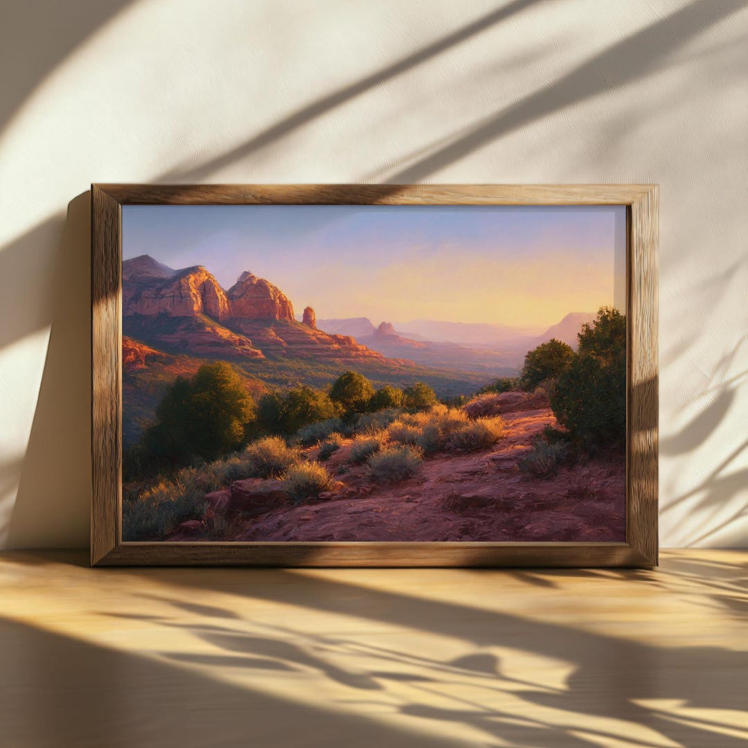 Printable Sedona Mountain Sunset Painting, Red Rock State Park Wall Art ...