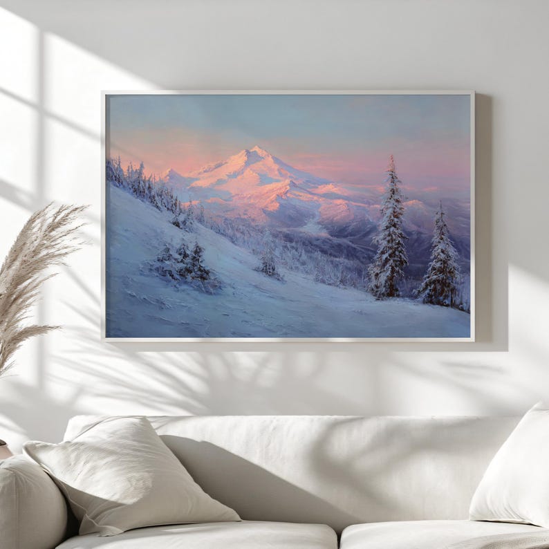 Mount Baker Sunrise Painting, Snoqualmie National Forest Wall Art ...