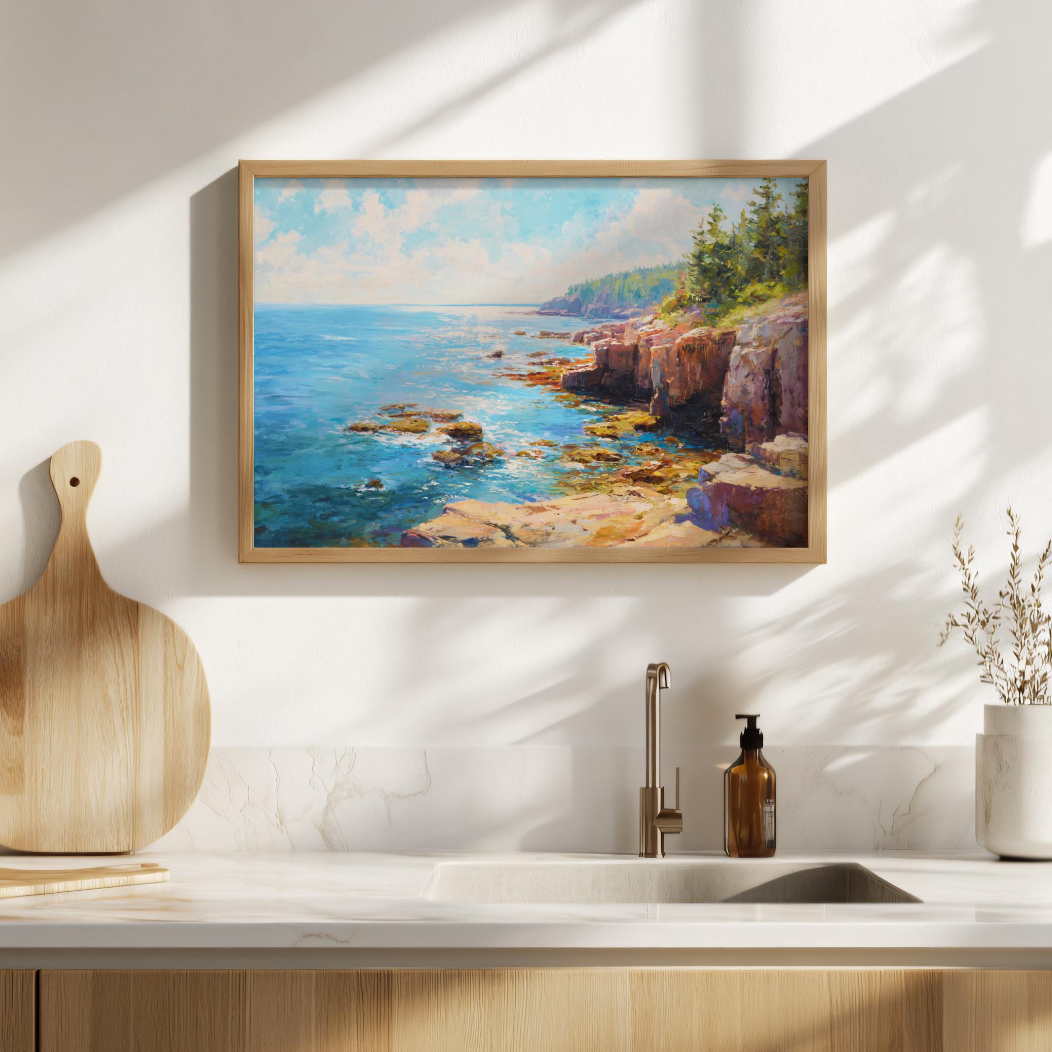 Acadia National Park Painting, East Atlantic Ocean Coast Wall Art ...
