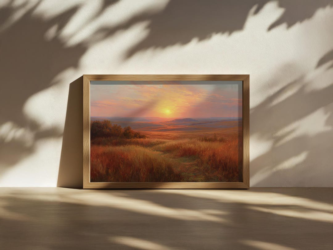 Flint Hills Sunset Painting, Tallgrass Prairie National Preserve Wall ...