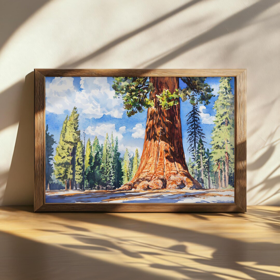 Printable General Sherman Sequoia Tree Painting, California National ...