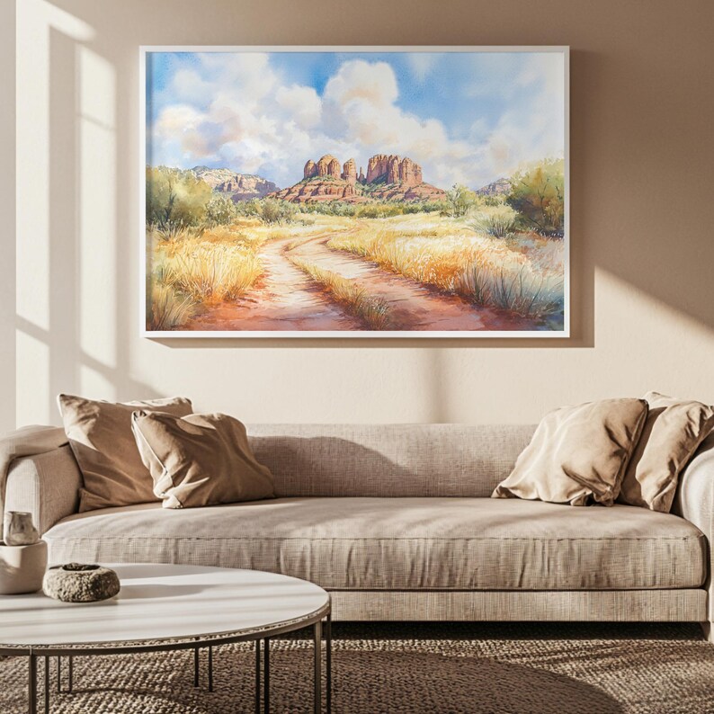 Printable Sedona Cathedral Rock Painting, Red Rock State Park Wall Art ...