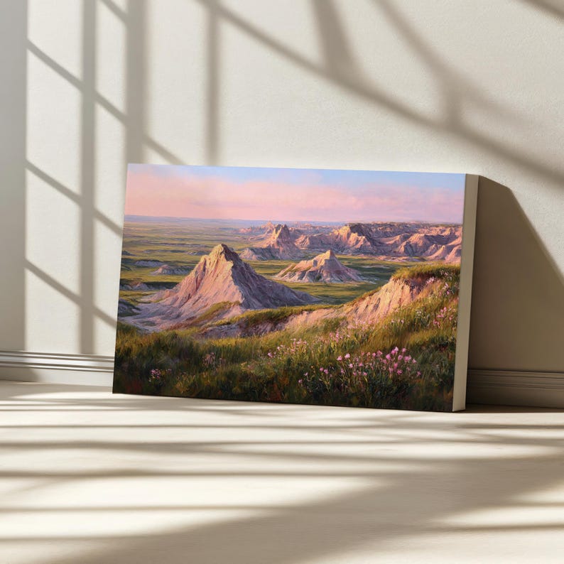 Printable Badlands National Park Sunrise Painting, South Dakota Wall ...