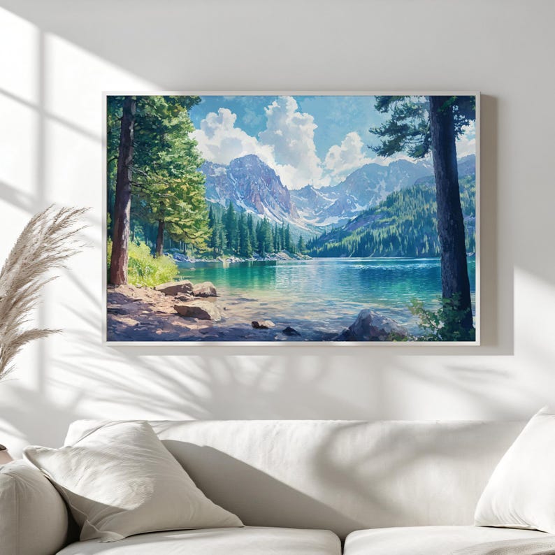 Printable Rocky Mountain National Park Painting, Dream Lake Reflection ...