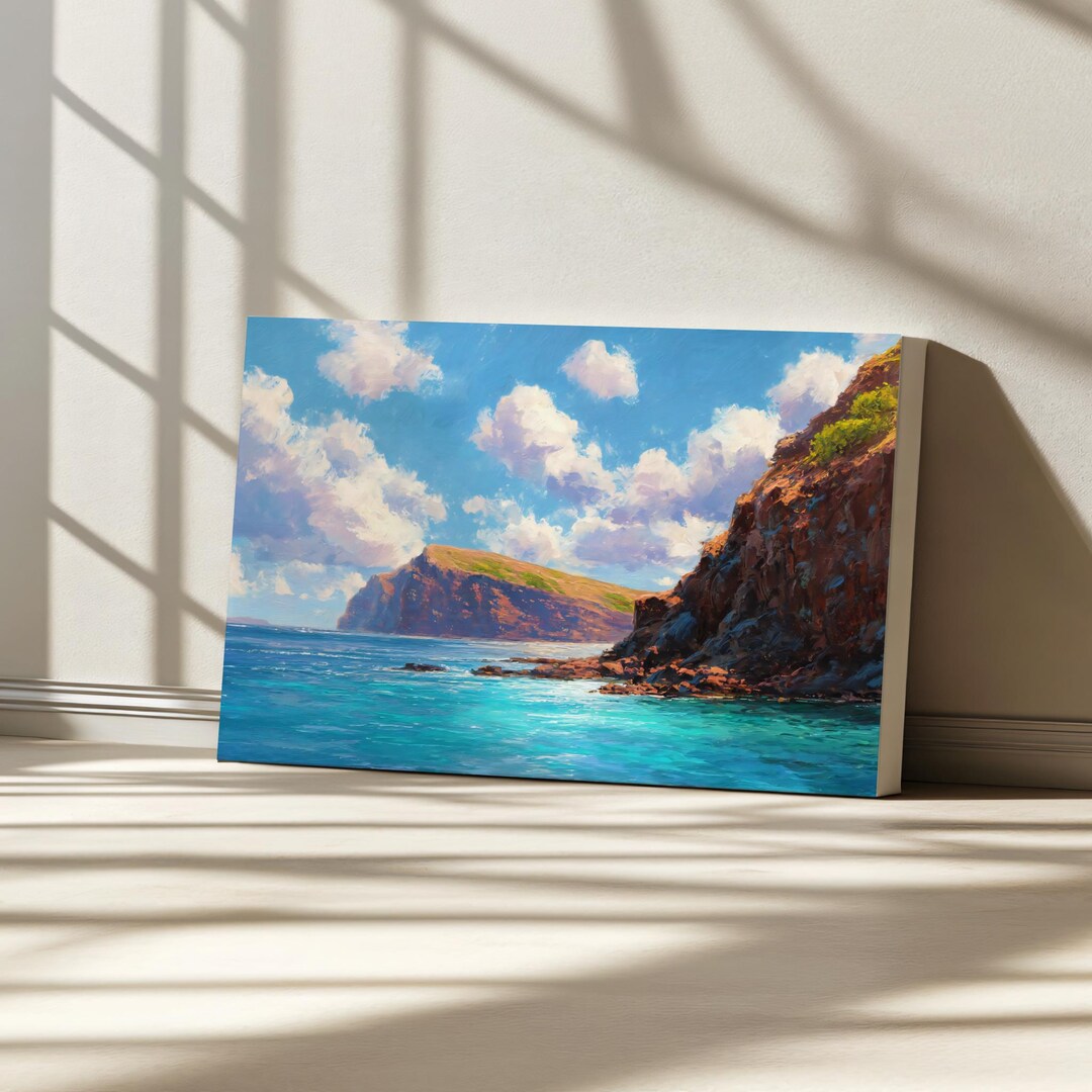 Molokini Crater Canvas, Maui Pacific Ocean Seascape Wall Art, Hawaiian ...