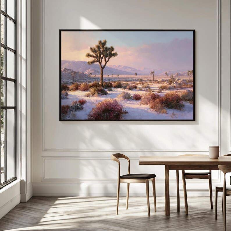 Joshua Tree National Park Sunset Painting, Mojave Desert Plants Wall ...