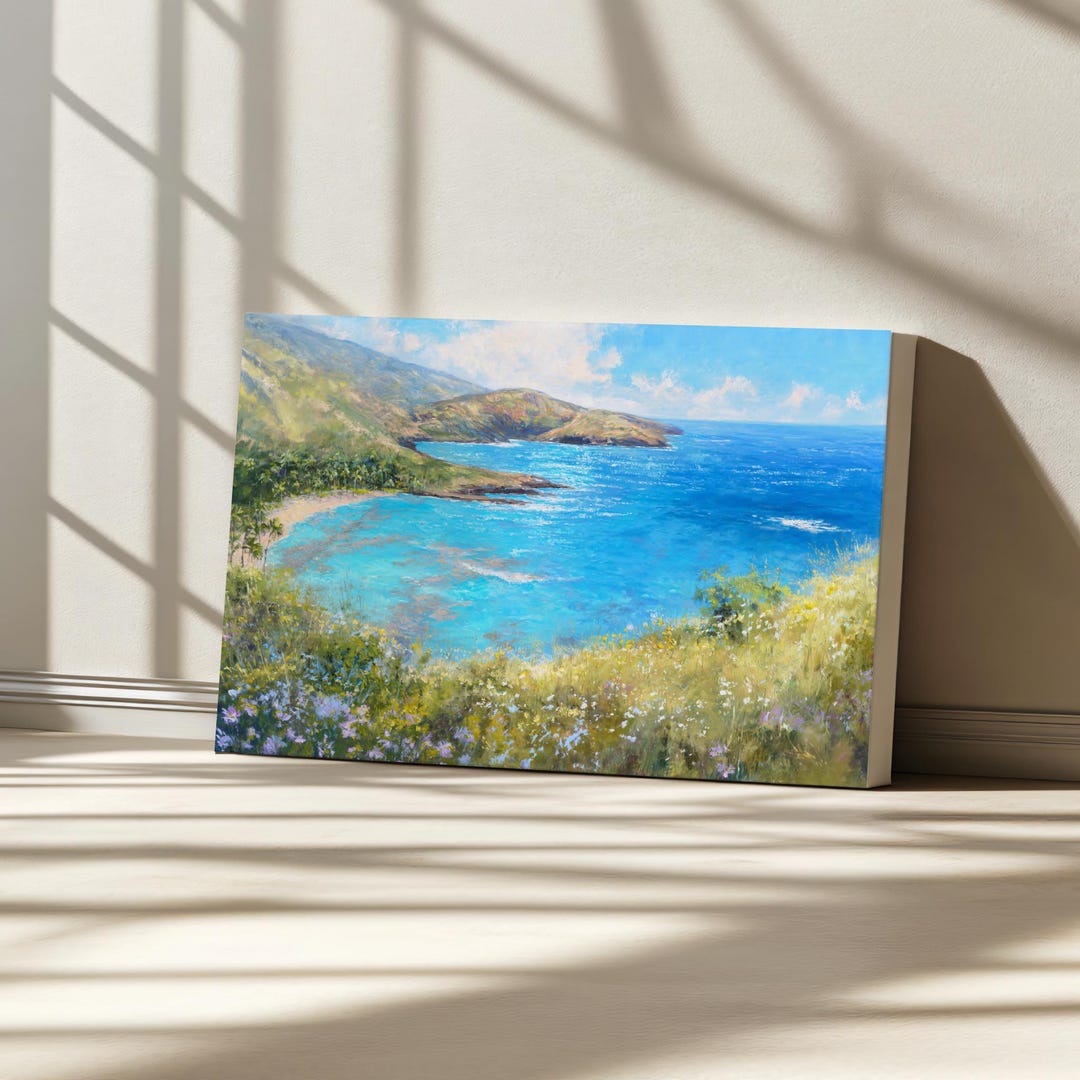 Hanauma Bay Canvas, Hawaii Coral Reef Ocean Wall Art, Oahu Coastal ...