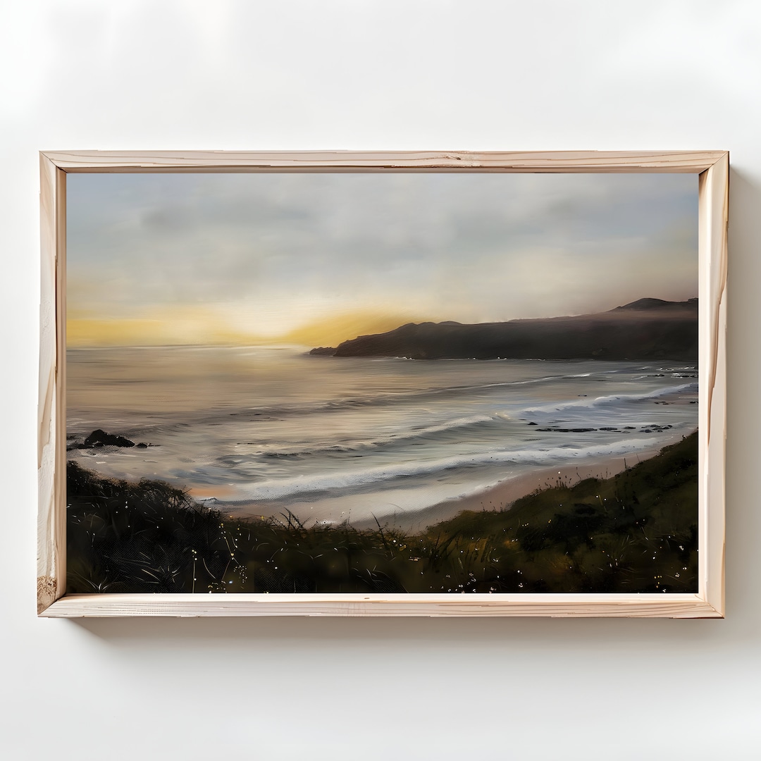 Printable California Beach Painting Sunset Ocean Wall Art Downloadable ...