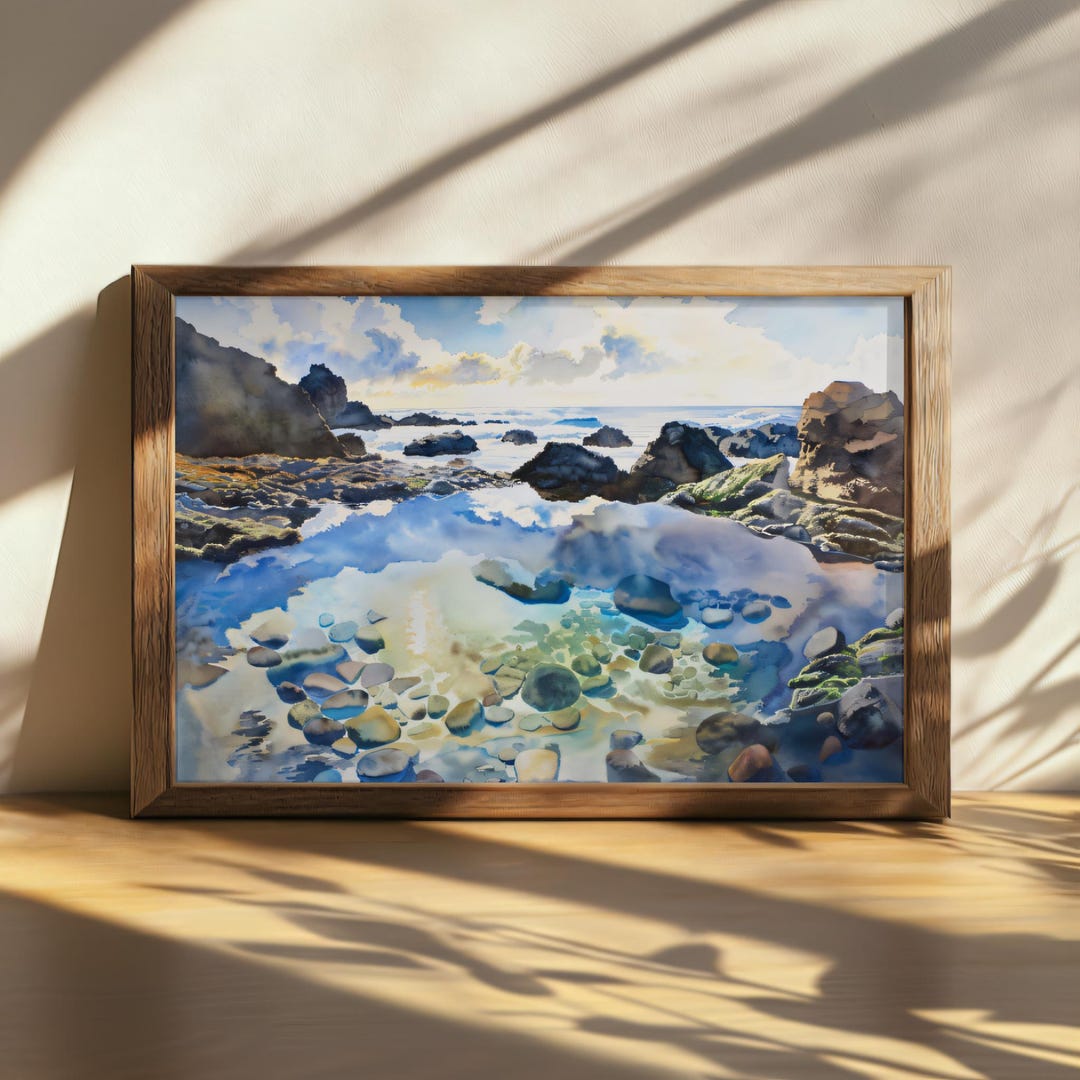 Printable Rock Pool Painting, Pacific Northwest Coastal Wall Art ...