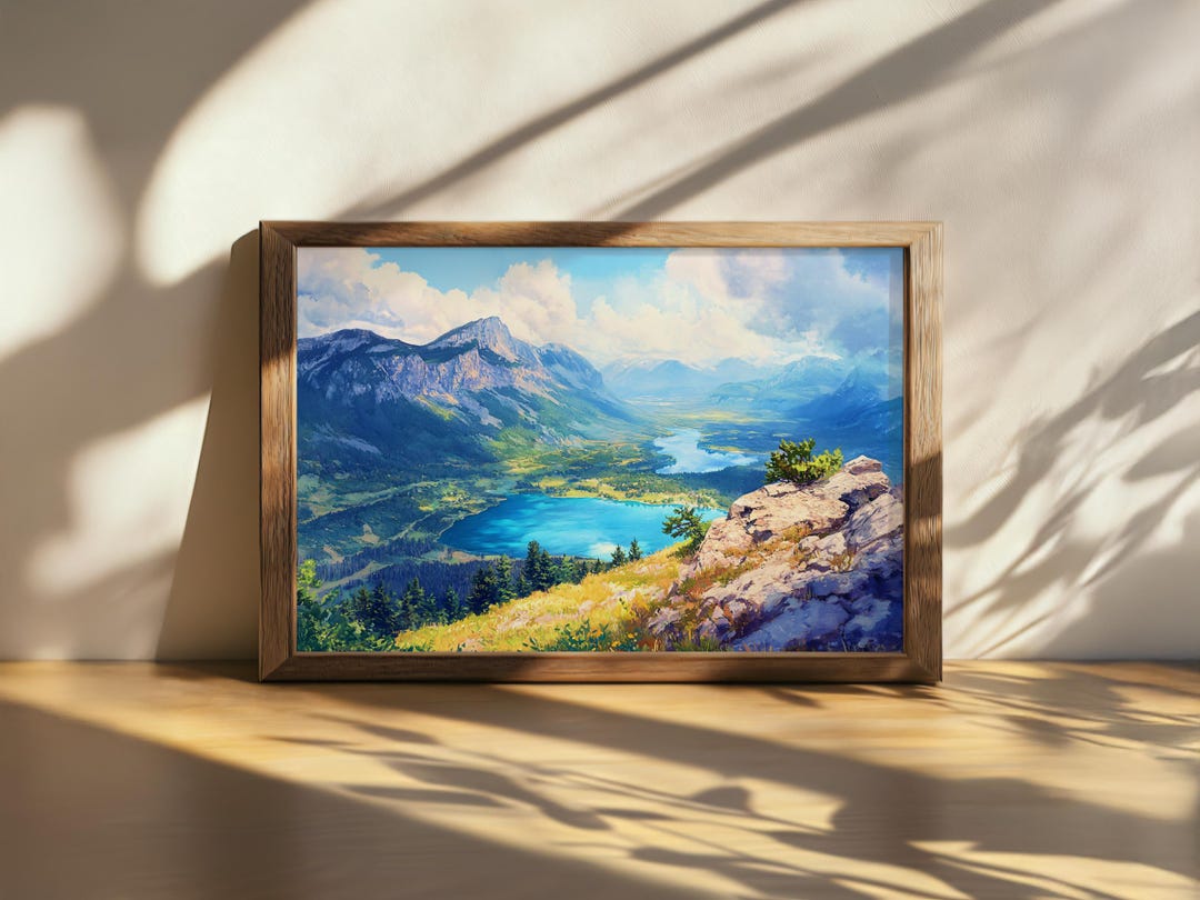 Printable Waterton Lakes National Park Painting, Alberta Turquoise Lake ...