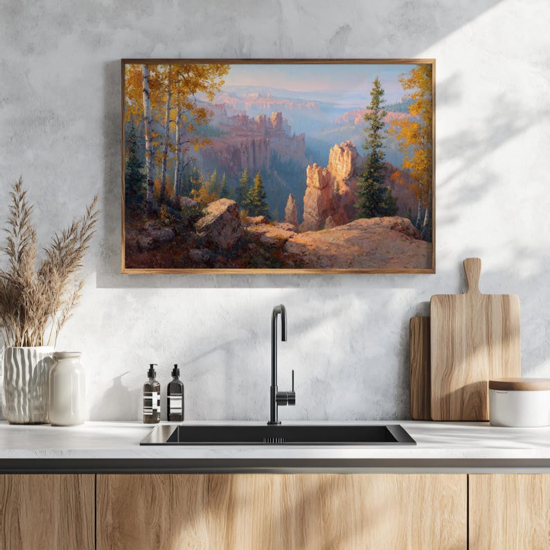 Printable Bryce Canyon National Park Painting, Utah Hoodoos Wall Art ...